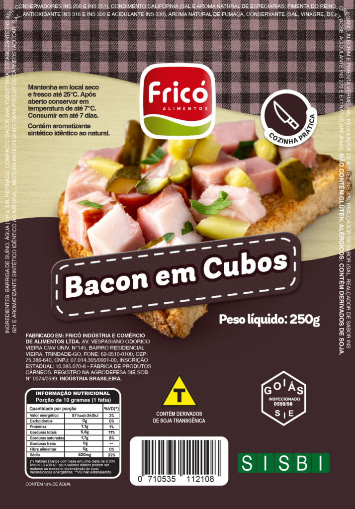 Bacon em Cubos 250g - Fricó Alimentos